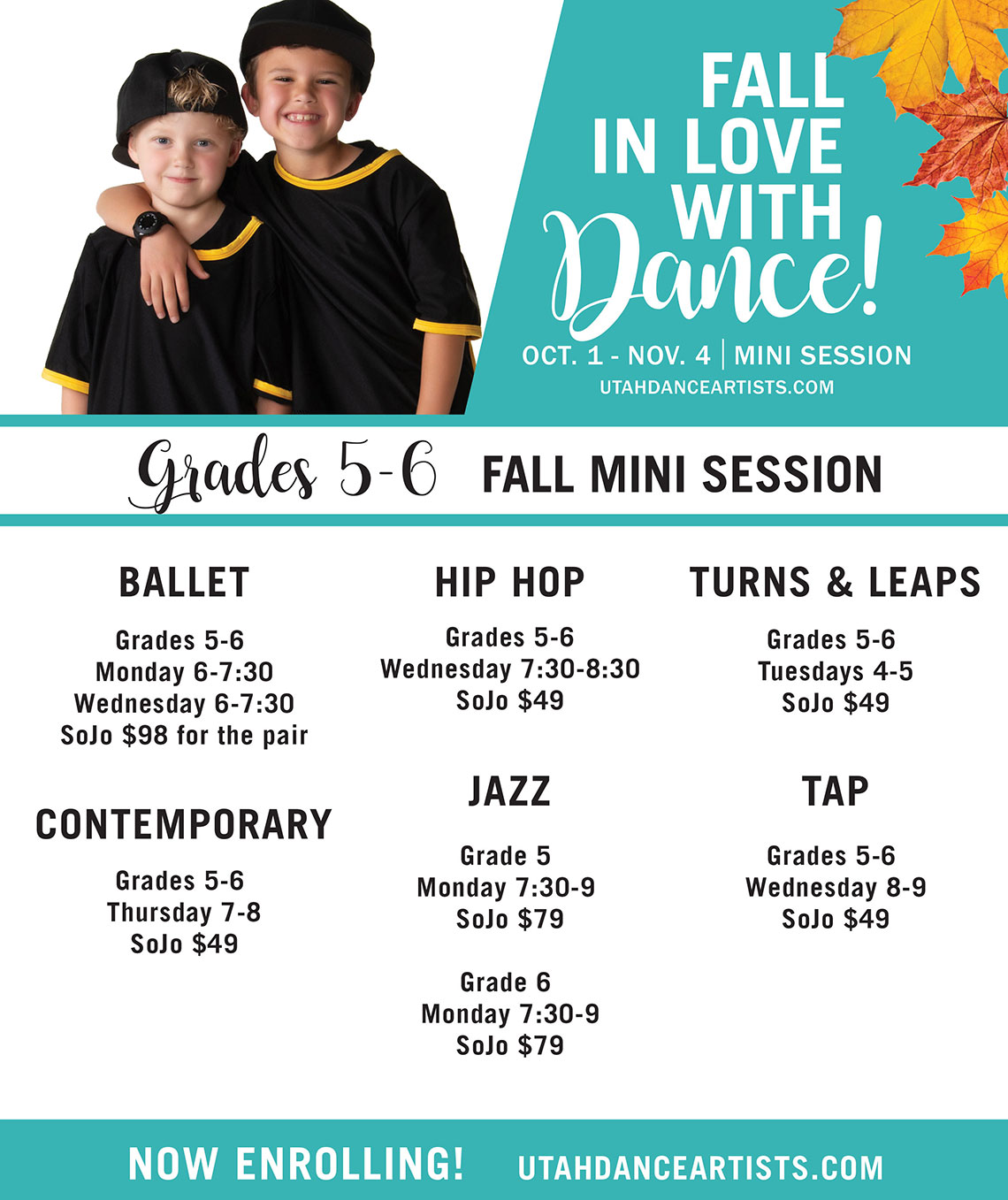 Fall Dance Mini Classes | Grades 5-6 | Utah Dance Artists | South ...